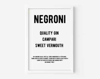 Negroni Cocktail Printable Digital Download Watercolor Illustration ...