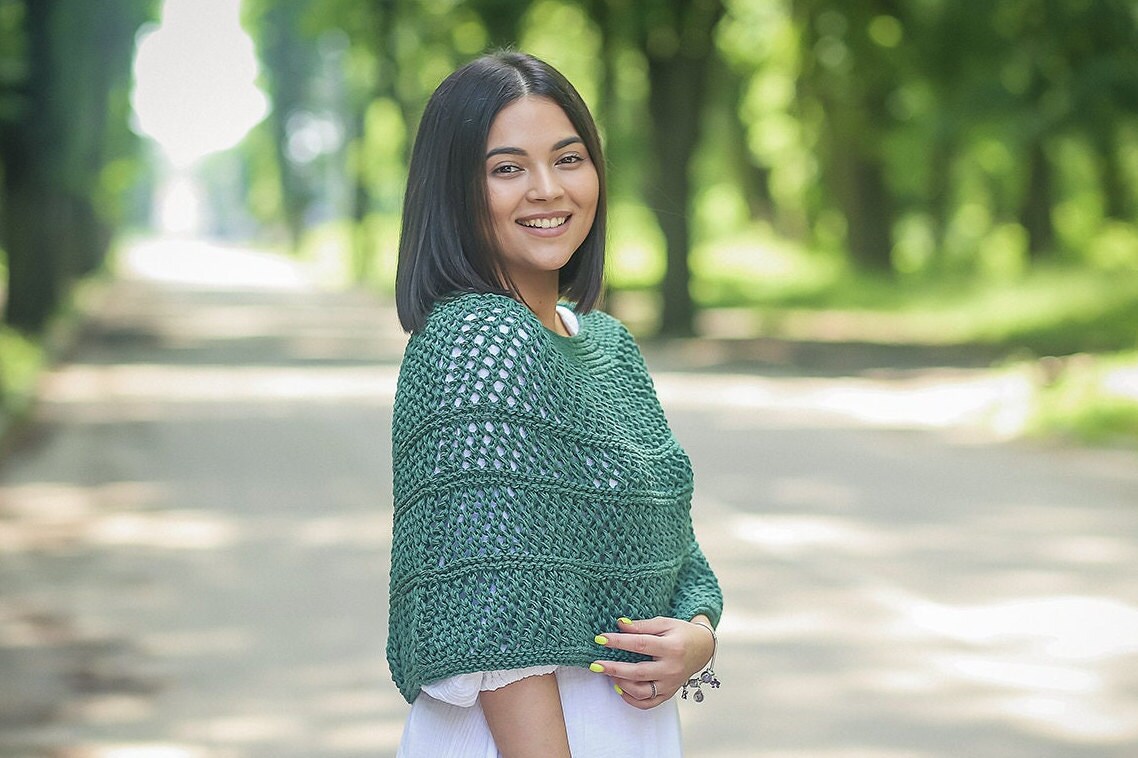 Petite Poncho Shoulder Cape Outlander Shawl Knitted Poncho Cotton Cover ...