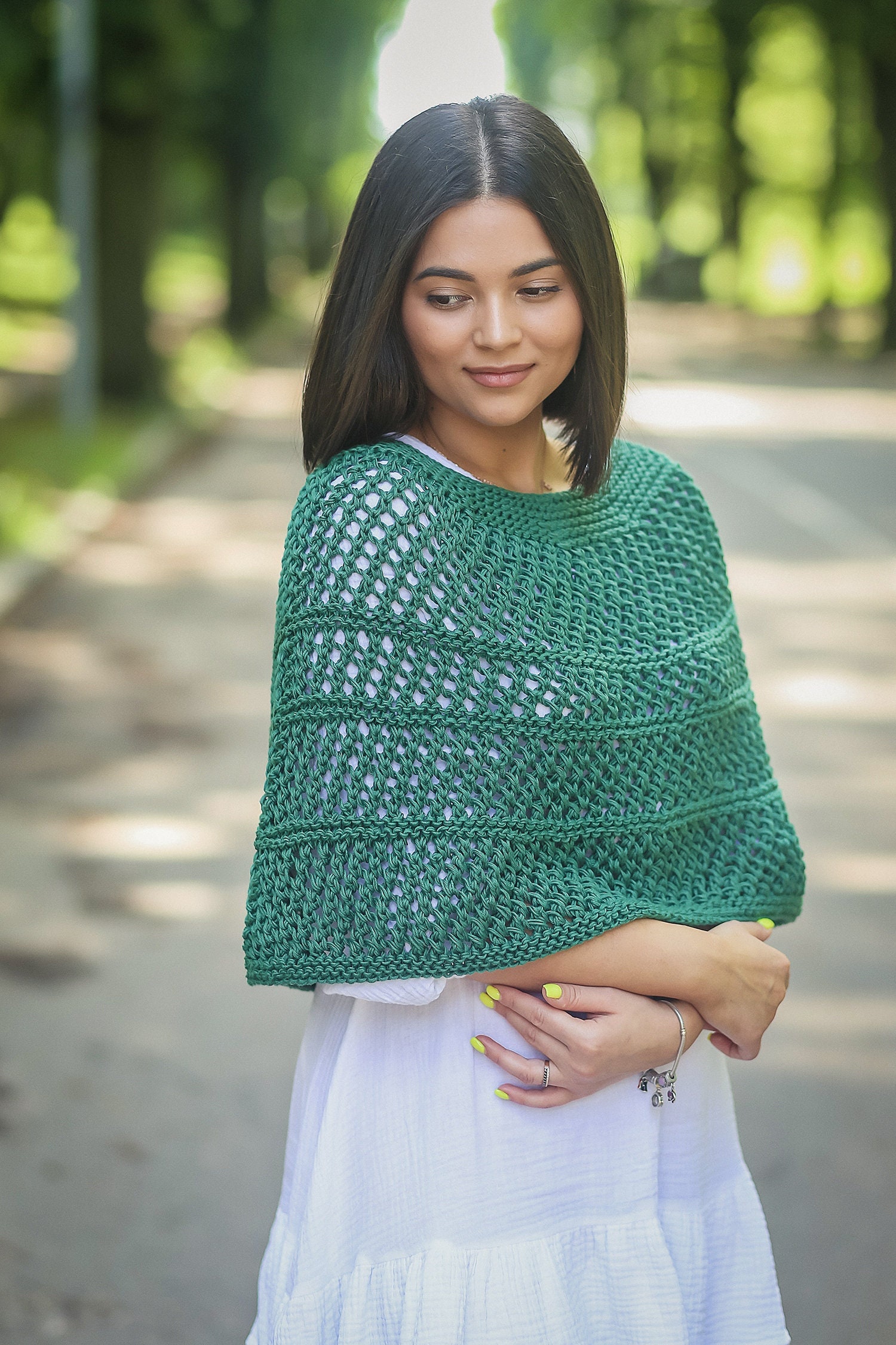 Petite Poncho Shoulder Cape Outlander Shawl Knitted Poncho Cotton Cover ...