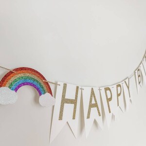 Rainbow Happy Birthday Banner, Rainbow Birthday Decorations, Rainbow ...