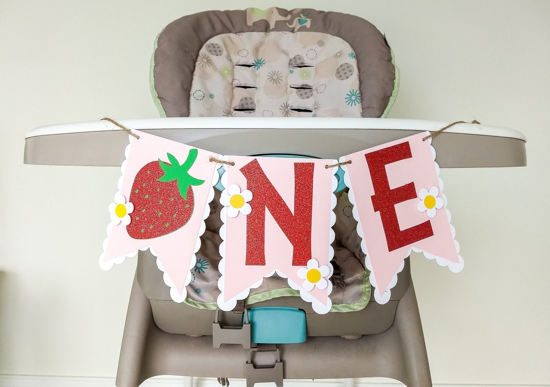 Strawberry High Chair Banner, One Banner, Berry First, Strawberry ...