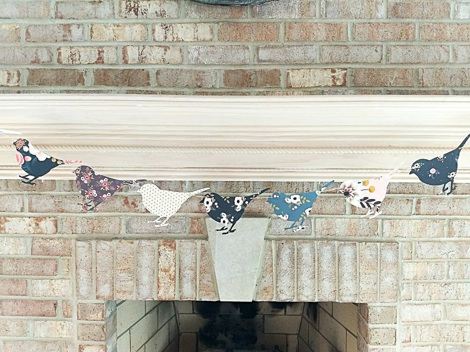 Mantle Garland Fireplace Banner Bird Banner Floral Banner | Etsy