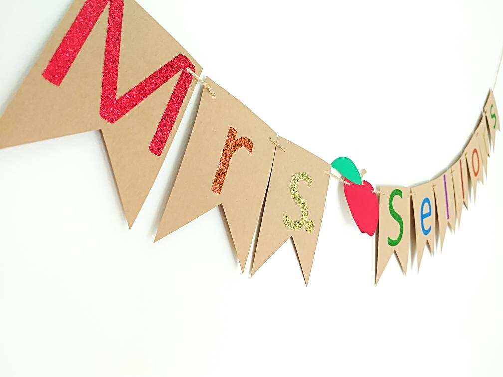 Teacher Name Banner Custom Banner Teacher Gift Classroom - Etsy