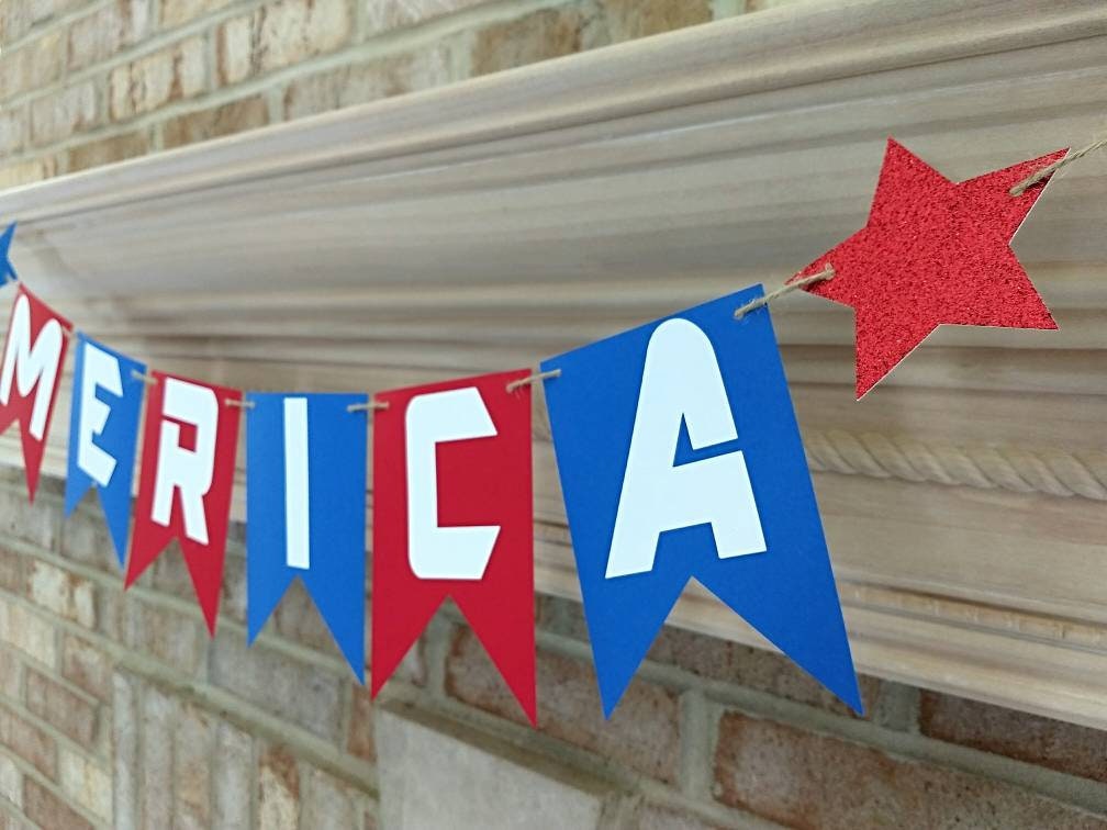 Patriotic banner Merica banner America sign Summer banner | Etsy