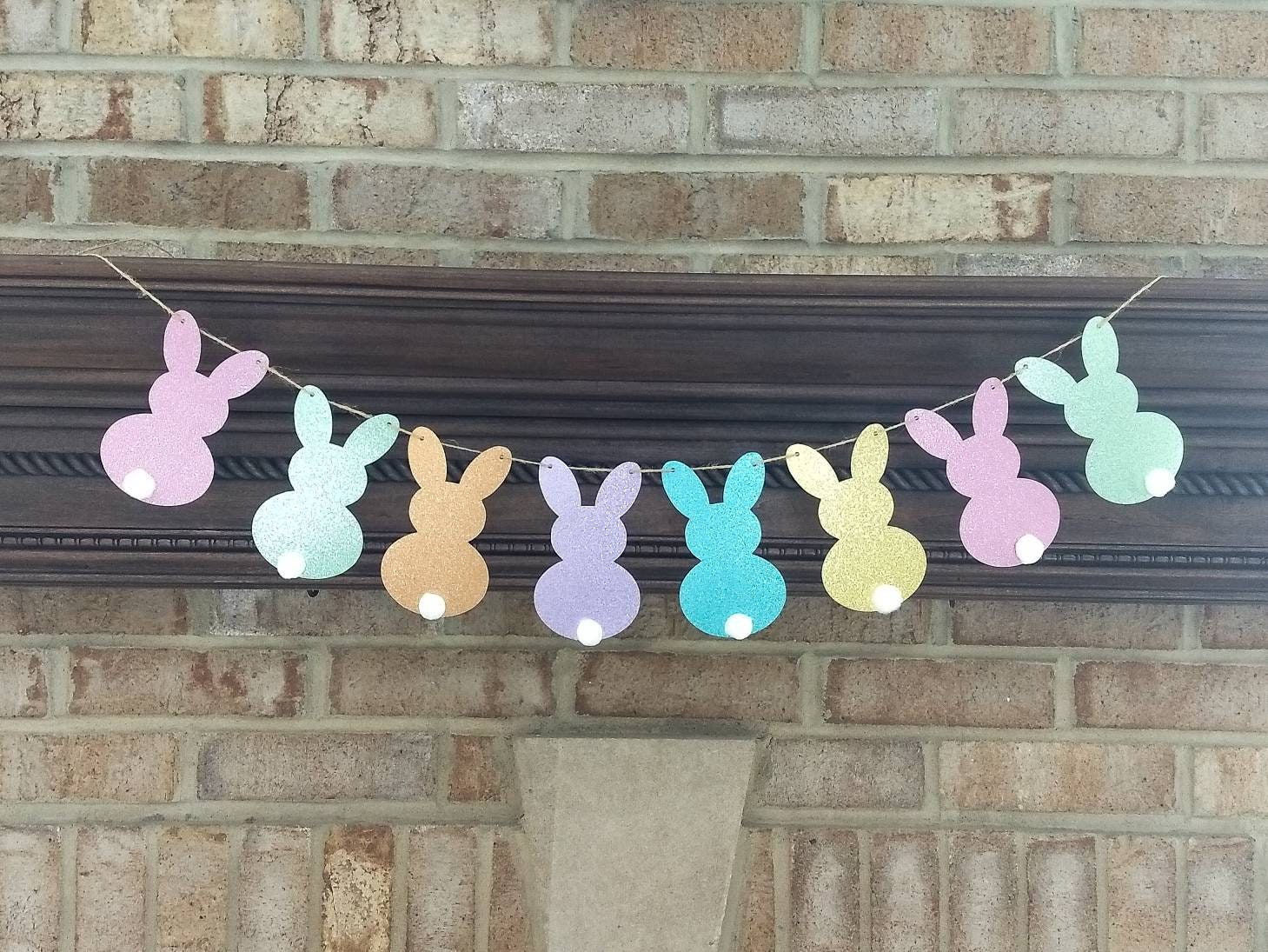 Easter Garland, Bunny Banner, Spring Banner, Fireplace Decor, Mantle ...