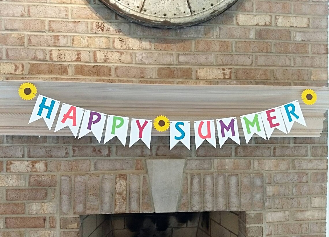 Summer Banner Summer Sign Happy Summer Mantle Banner - Etsy