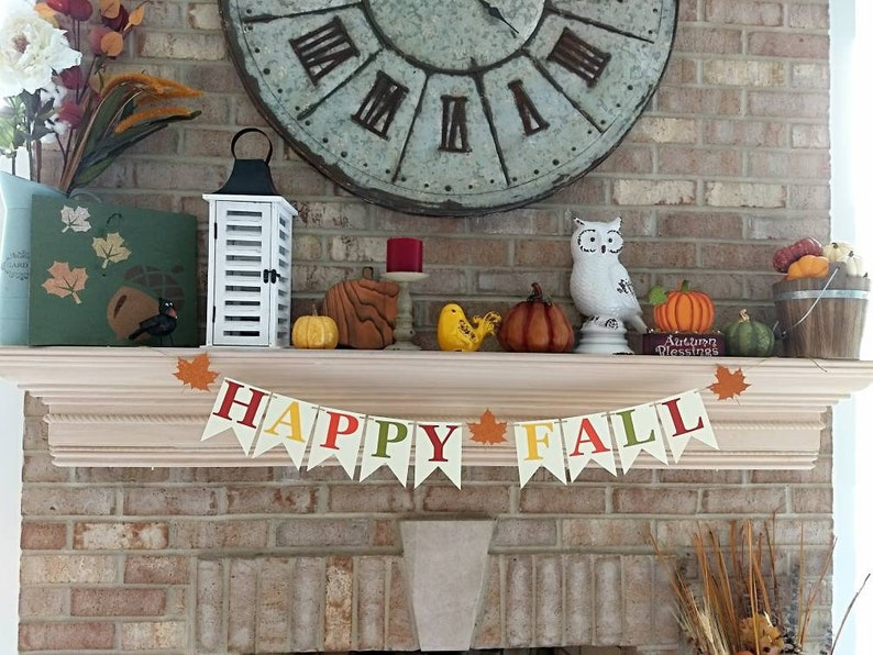 Happy fall banner fall decor mantle garland fireplace | Etsy