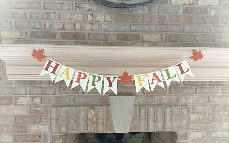 Happy fall banner fall decor mantle garland fireplace | Etsy