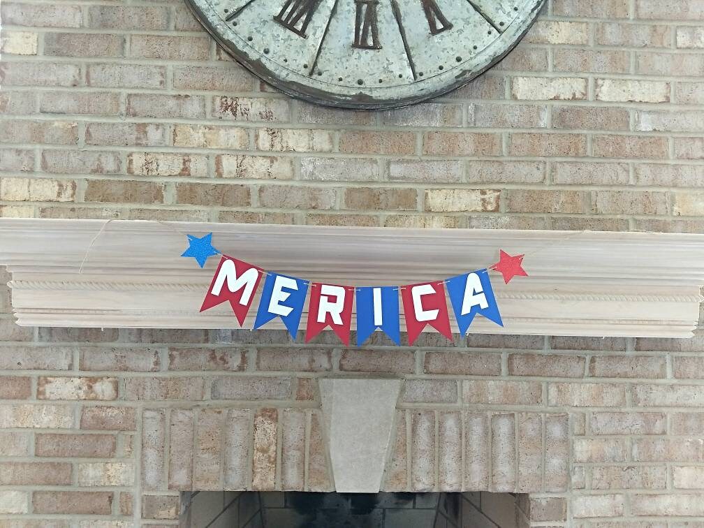Patriotic Banner Merica Banner America Sign Summer Banner - Etsy