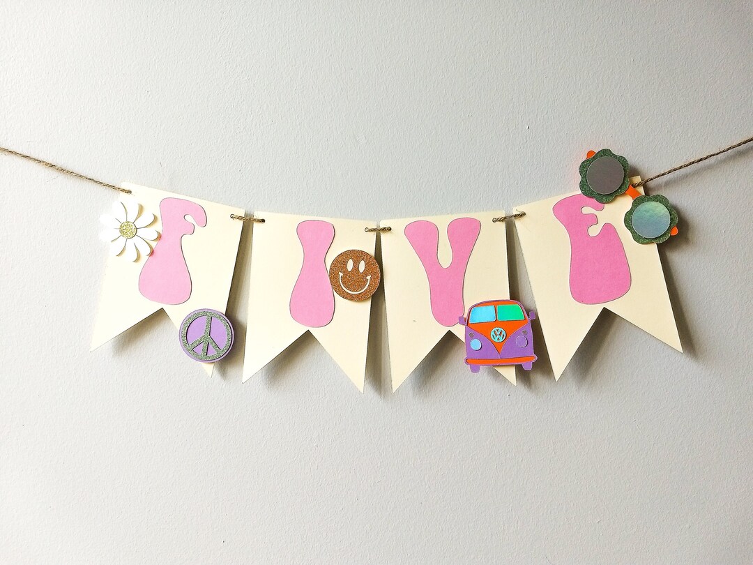 Five is a Vibe Birthday Decorations, Groovy Banner, Fifth Birthday ...