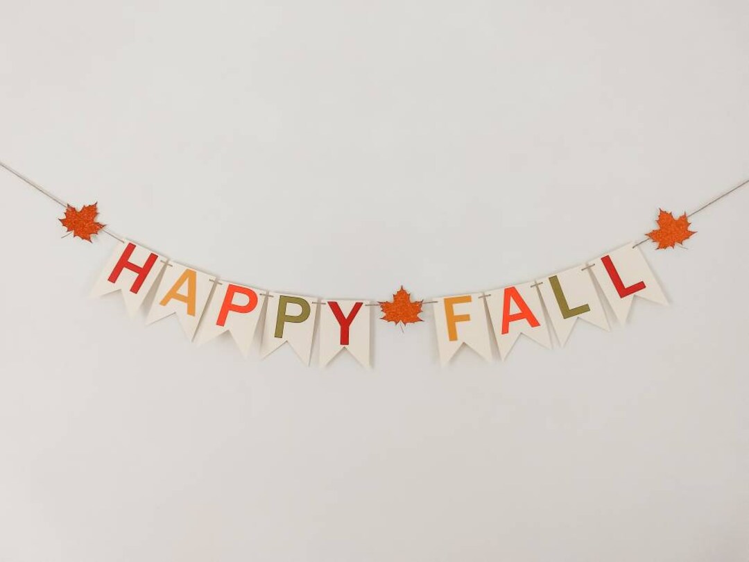 Happy Fall Banner, Fall Decor, Mantle Garland, Fireplace Banner, Autumn ...