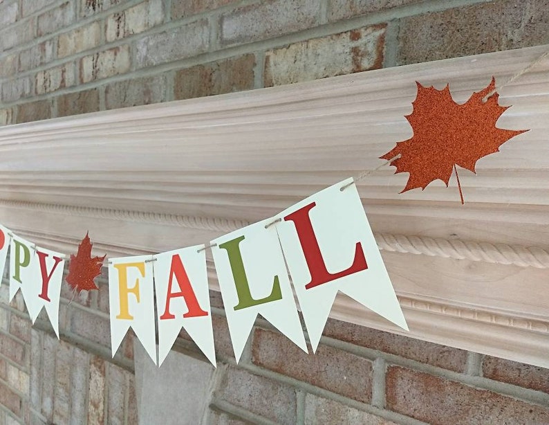 Happy fall banner fall decor mantle garland fireplace | Etsy