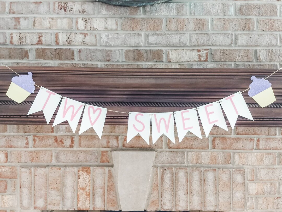 Two Sweet Birthday Banner for 2nd Birthday, Birthday Decorations for ...