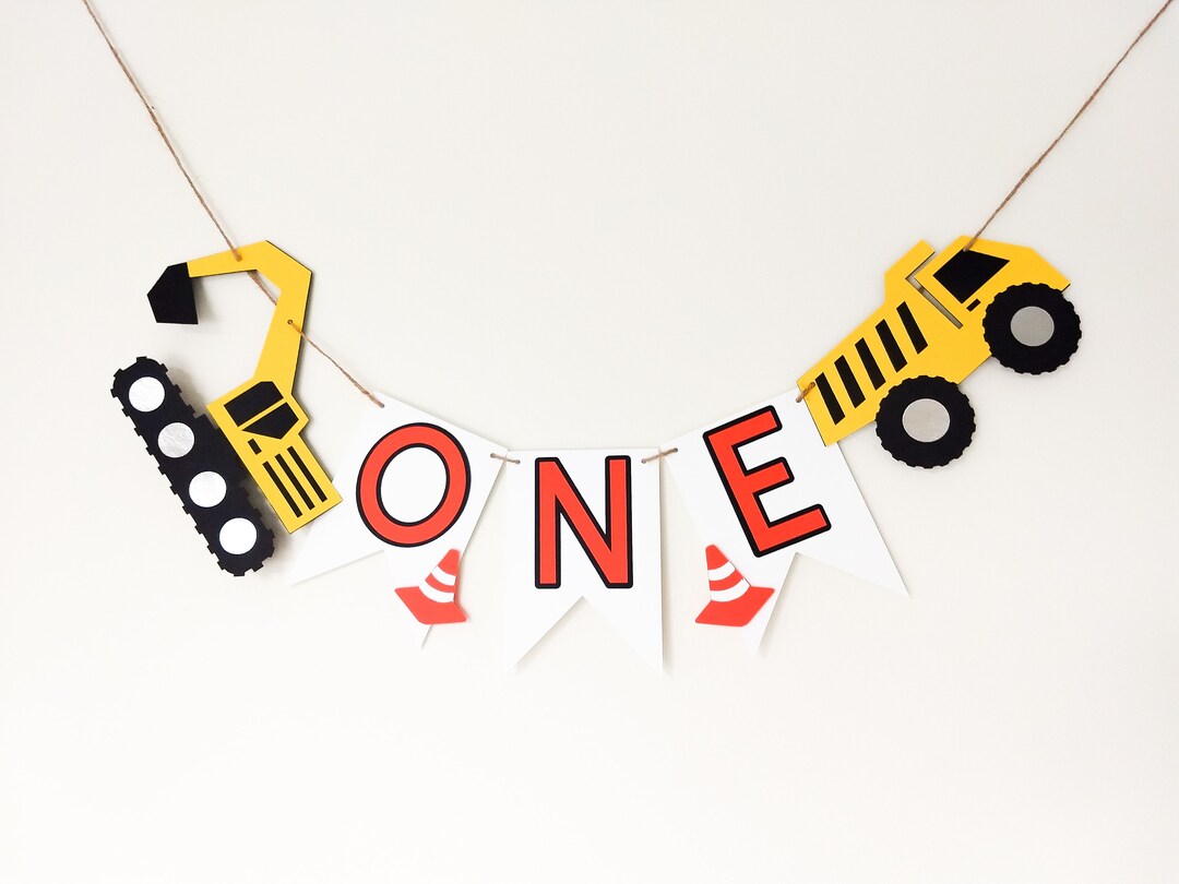 Construction Birthday Party Banner, Construction Highchair Banner ...