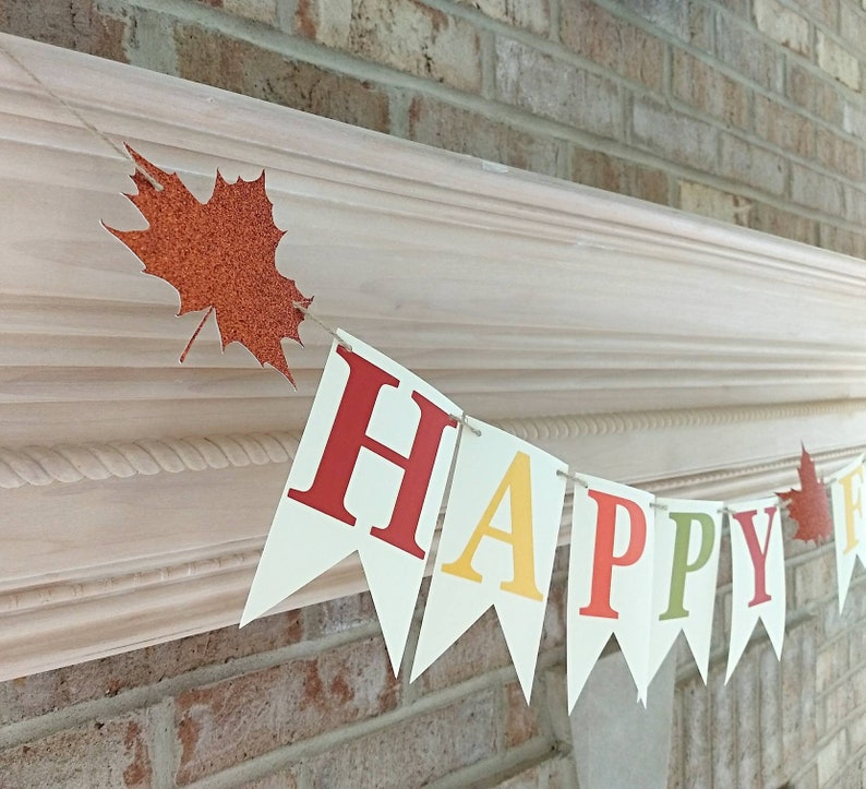 Happy fall banner fall decor mantle garland fireplace | Etsy
