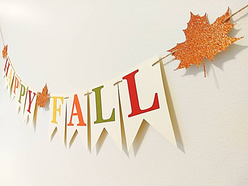 Happy fall banner fall decor mantle garland fireplace | Etsy