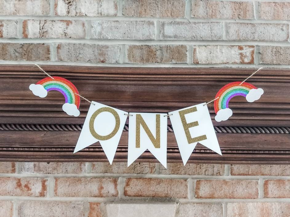 Rainbow Happy Birthday Banner Rainbow Birthday Decorations | Etsy