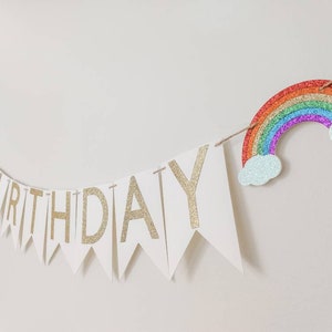 Rainbow Happy Birthday Banner, Rainbow Birthday Decorations, Rainbow ...