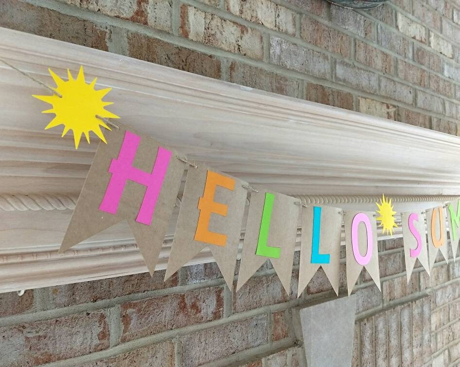 Hello Summer Banner Summer Home Decor Mantle Decor Summer | Etsy