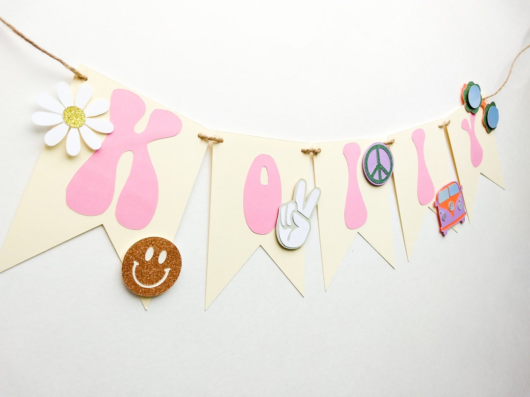Groovy Birthday Decorations, Groovy Banner, Girls Name Banner, Two ...