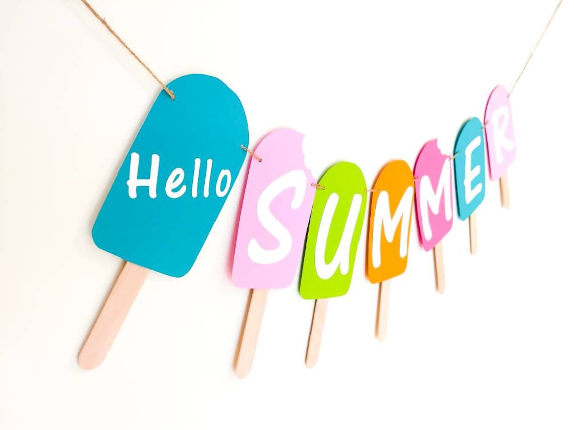 Summer Popsicle Banner for Fireplace Hello Summer Banner - Etsy