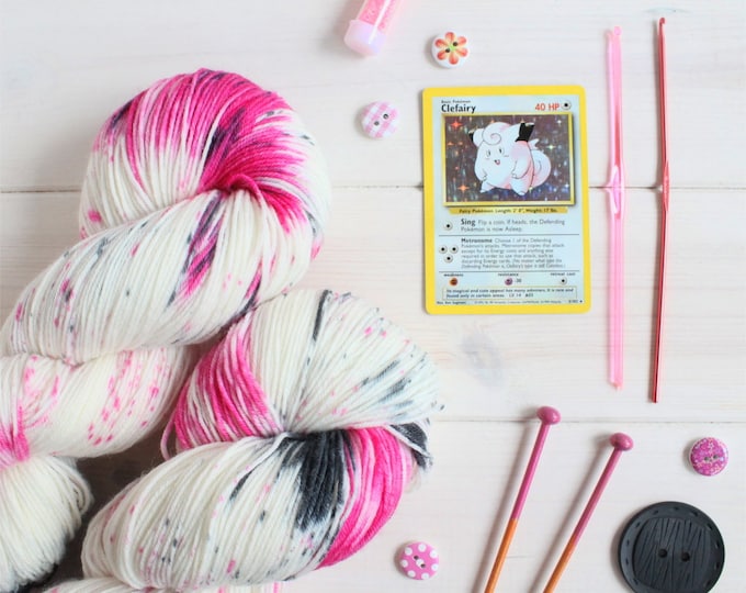Hand Dyed Yarn Clefairy Dust - Pokemon - Hand Dyed Sock Yarn - Speckled ...