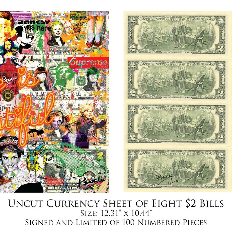 2 Dollar Bill Uncut Sheet - Etsy