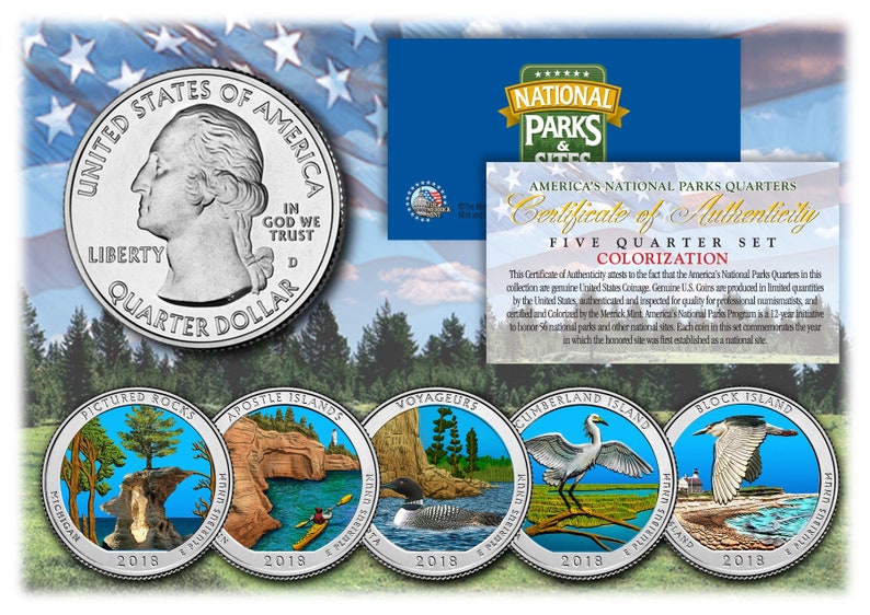 America the Beautiful COLORIZED Parks Quarter 5 Coin Sets - Choose Year ...
