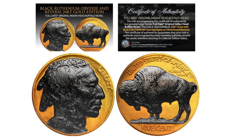 1930s Black Ruthenium Original Indian Head Buffalo Nickel *full Dates ...