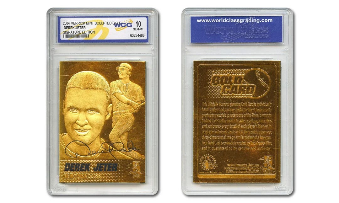 DEREK JETER NY Yankees Gold Signature 23K Gold Sculptured Card - Gem ...
