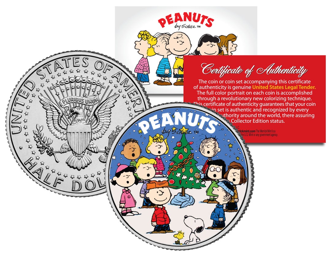 SNOOPY PEANUTS Charlie Brown CHRISTMAS Kennedy Half Dollar Coins ...