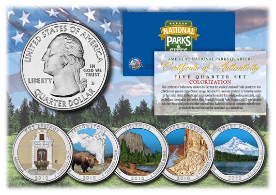 America the Beautiful COLORIZED Parks Quarter 5 Coin Sets - Etsy
