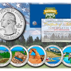 America the Beautiful COLORIZED Parks Quarter 5 Coin Sets - Choose Year ...