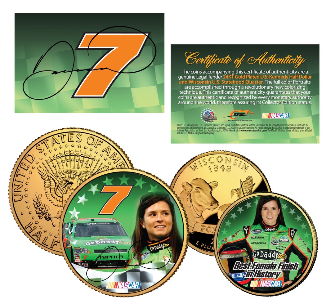 DANICA PATRICK Nascar * Go Daddy * 24K Goldl Plated JFK Half Dollar and ...