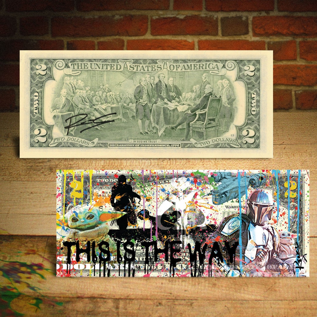 Star Wars MANDALORIAN Baby Yoda Genuine Two Dollar Bill Hand-signed by ...