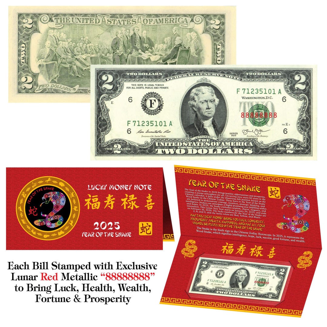 2025 Year of the SNAKE Chinese New Year - Red Metallic Lucky Eight 8's ...