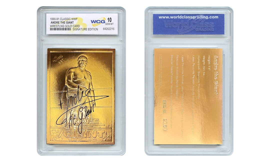 1990-91 Classic ANDRE the GIANT WWF Wrestling Gold Card Signature ...