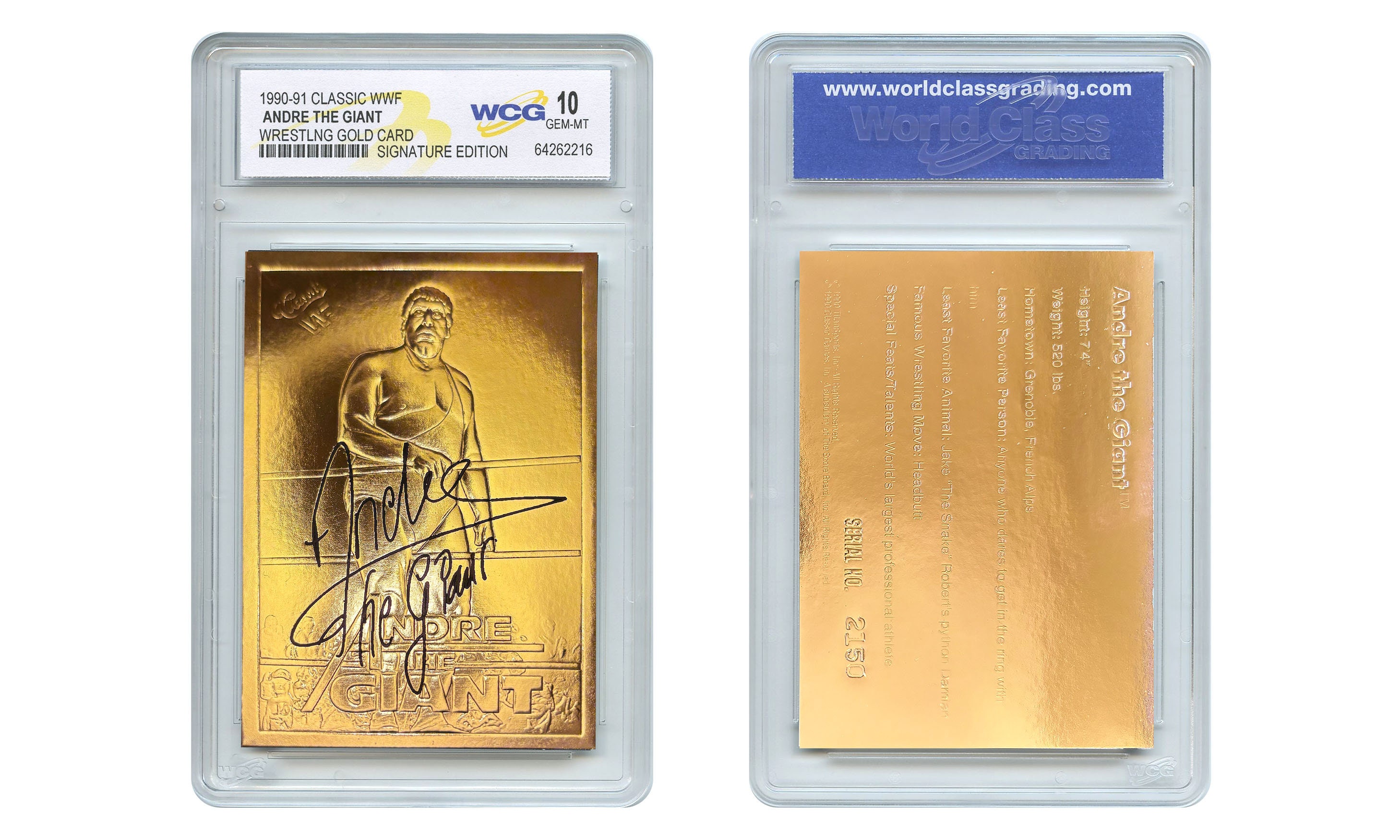1990-91 Classic ANDRE the GIANT WWF Wrestling Gold Card Signature ...