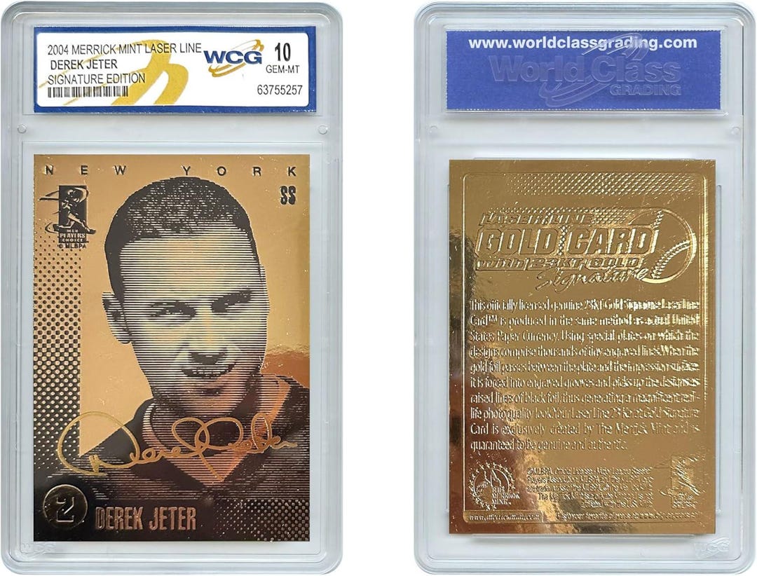 DEREK JETER NY Yankees 2004 Gold Signature Laser Line 23K Gold Card ...