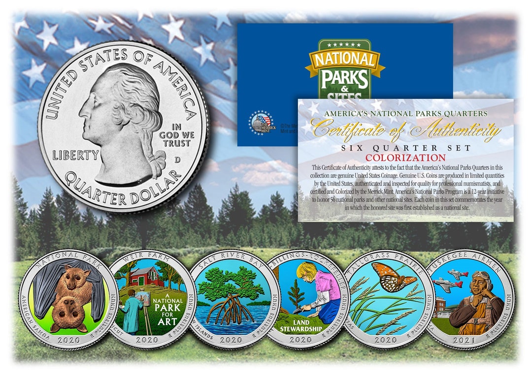 America the Beautiful COLORIZED Parks Quarter Issued 2020-2021 * 6 Coin ...