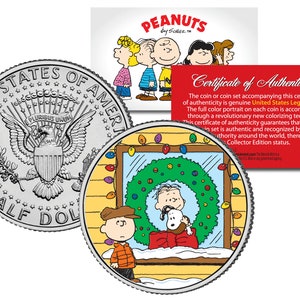 SNOOPY PEANUTS Charlie Brown CHRISTMAS Kennedy Half Dollar Coins ...