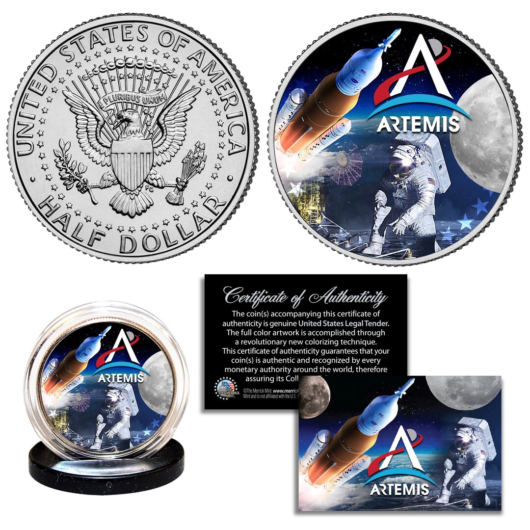 ARTEMIS Missions NASA Space Program Moon John F. Kennedy Half Dollar ...