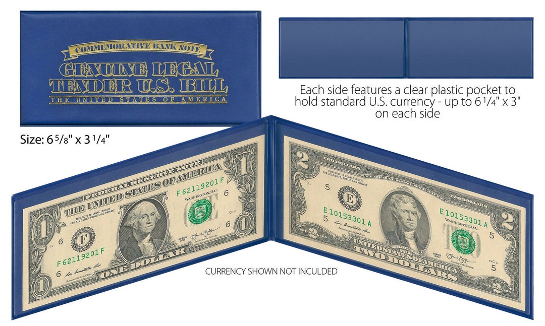 Blue BILL DISPLAY Protection Folio for Currency Banknotes Paper Money ...