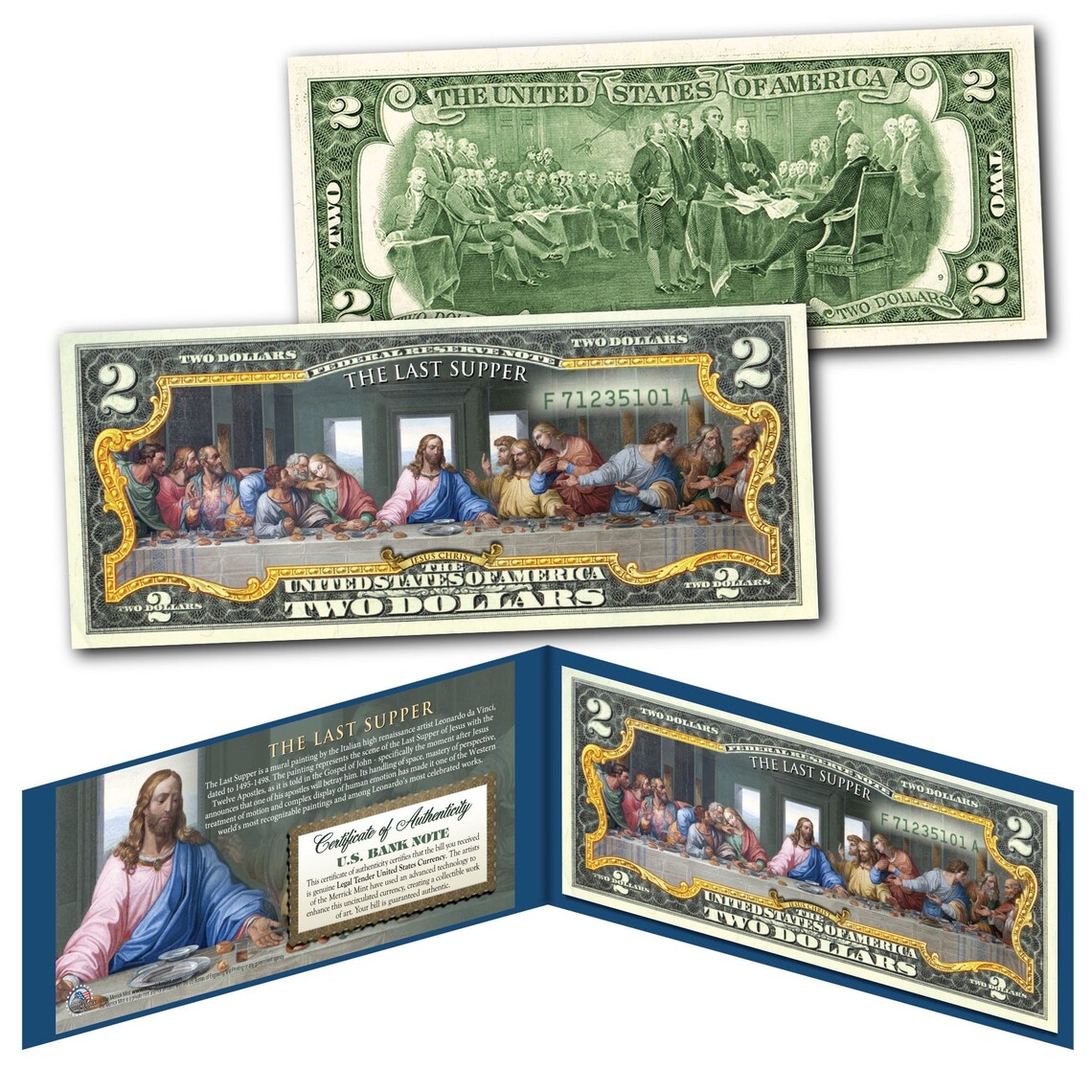The Last Supper Jesus Christ Religious Two-dollar Bill Federal - Etsy