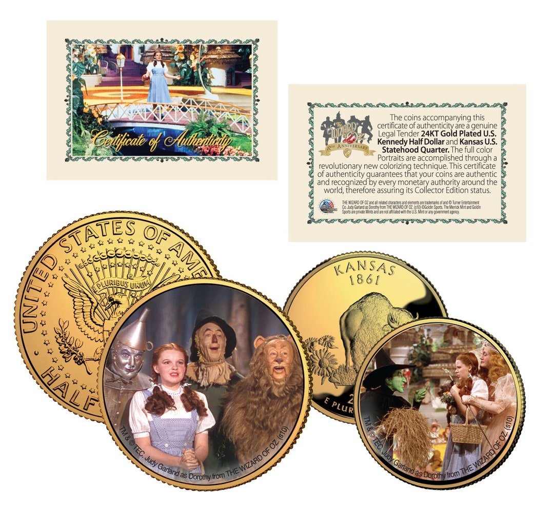 WIZARD of OZ * Cast * Kansas Quarter and John F. Kennedy Half Dollar 2 ...