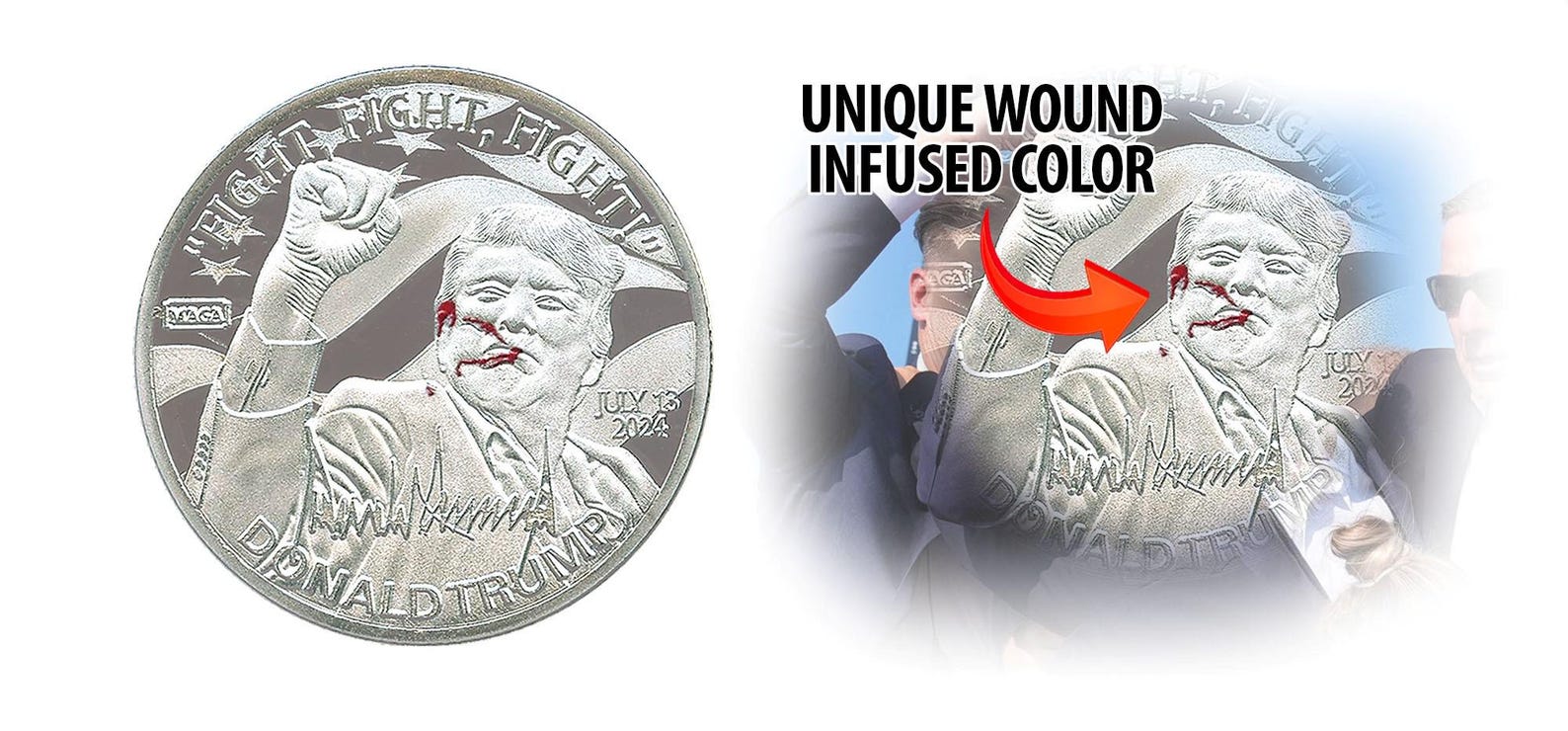 Donald Trump Assassination FIGHT FIGHT FIGHT Nickel-silver 1oz Tribute ...