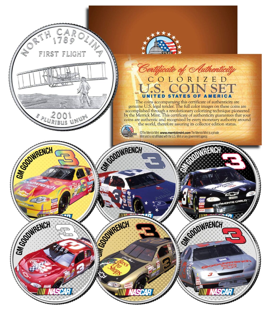 Dale Earnhardt * GM Goodwrench #3 * Colorized NC Quarters 6-coin Set ...
