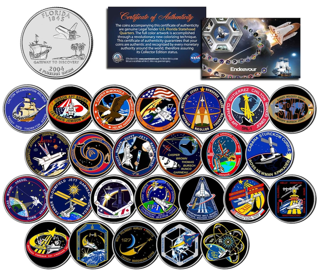 ENDEAVOUR Space Shuttle Missions Colorized Quarters 25-coin Set NASA W ...