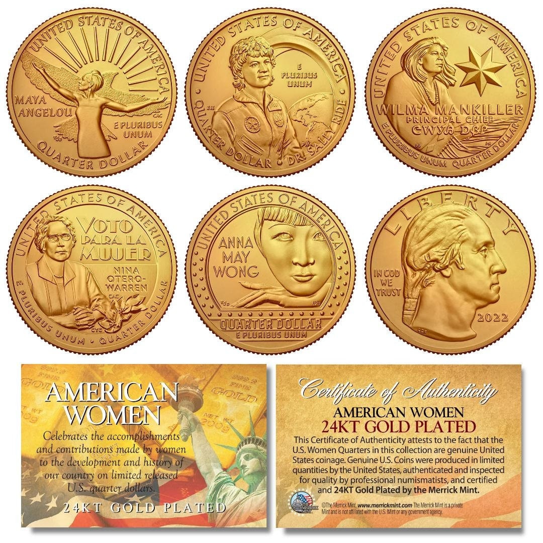 American Women 2022 Series 24K Gold Plated U.S. Mint Quarters 5-coin ...