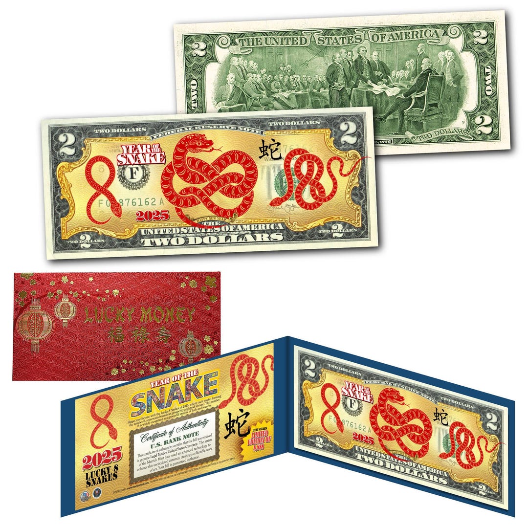 2025 Lucky 8-SHAPED SNAKES Chinese New Year of the SNAKE Two Dollar ...